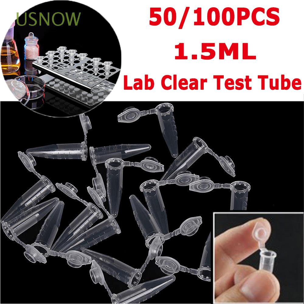 100PCS 1.5ml Lab Mini Plastic Test Tube Centrifuge Vial Snap Cap ...