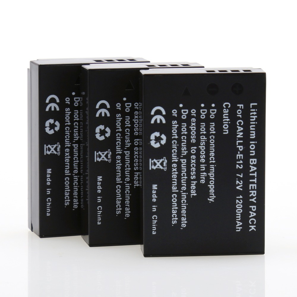 3Pcs 7.2V 1200mAh LP-E12 LPE12 LP E12 Rechargeble Camera batteries for ...