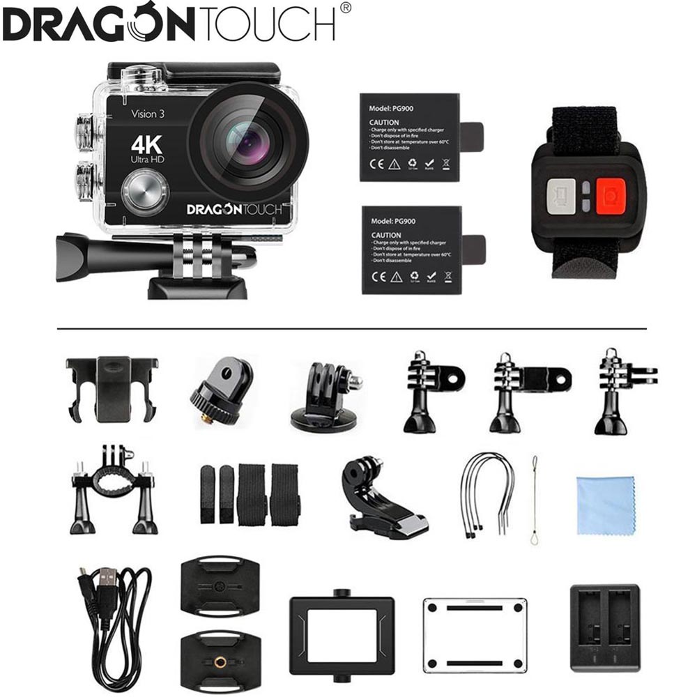 กล้องแอคชั่นDragon Touch 4K Action Camera 16M Vision 3 Underwater ...