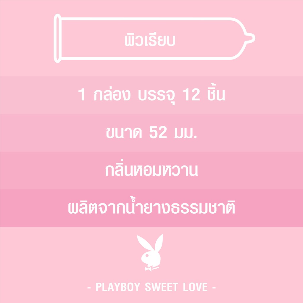 ถุงยาง อนามัย เพลย์บอย สวีท เลิฟ 6 เฉดกลิ่น ผิวเรียบ ขนาด 52 มม 4 กล่อง 48 ชิ้น Playboy Condom ...