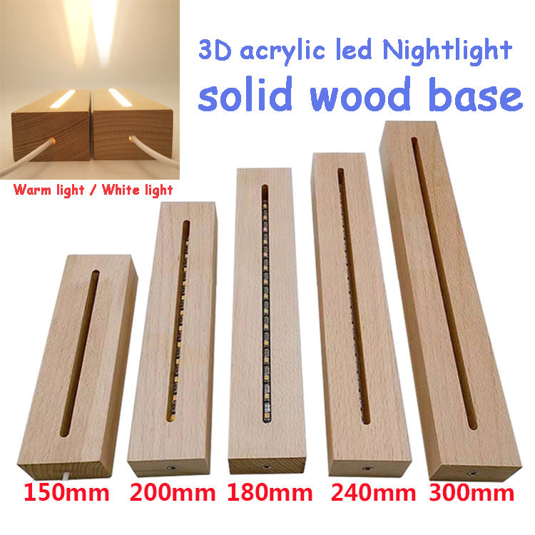 DIY resin long bar wooden luminous lamp stand base creative 3D acrylic ...