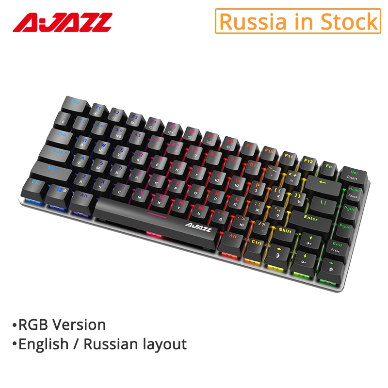 Ajazz AK33 82คีย์คีย์บอร์ดรัสเซียภาษาอังกฤษLayoutคีย์บอร์ดRGB Backlight ...
