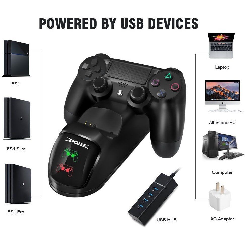 PS4 Dual Shock Controller Dual USB Charging Charger Docking Station ...