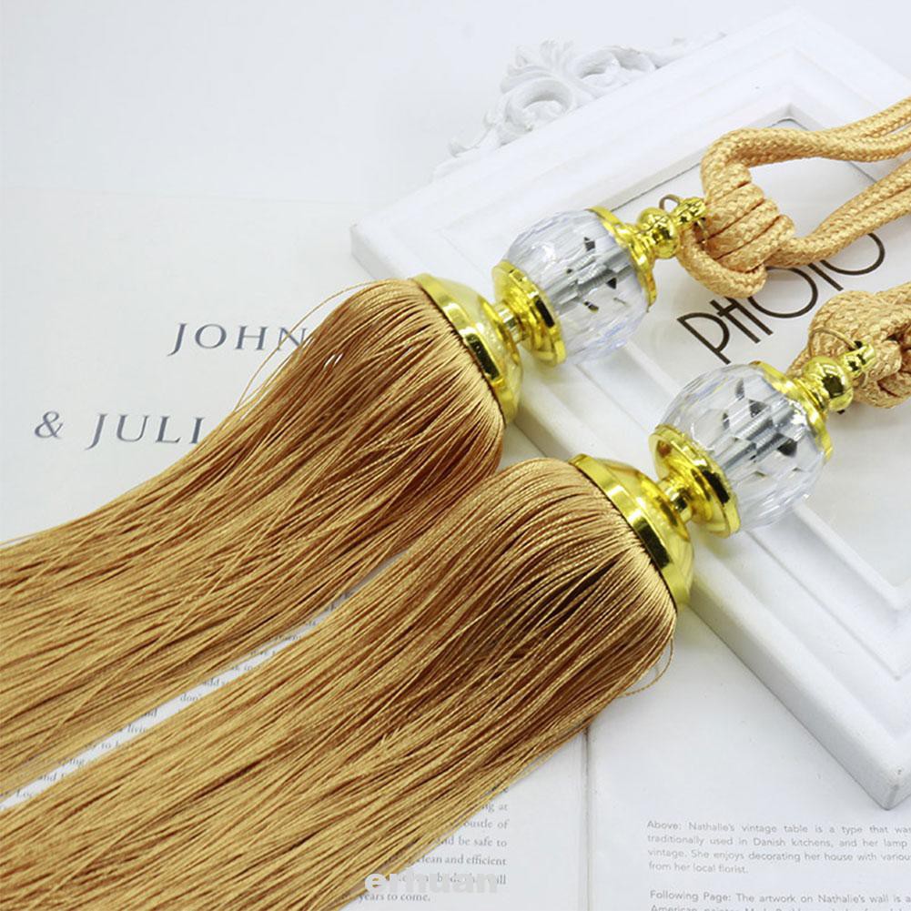 2 Pcs Crystal Tassel Curtain Tieback Clips Home Decor Ball Hanging ...