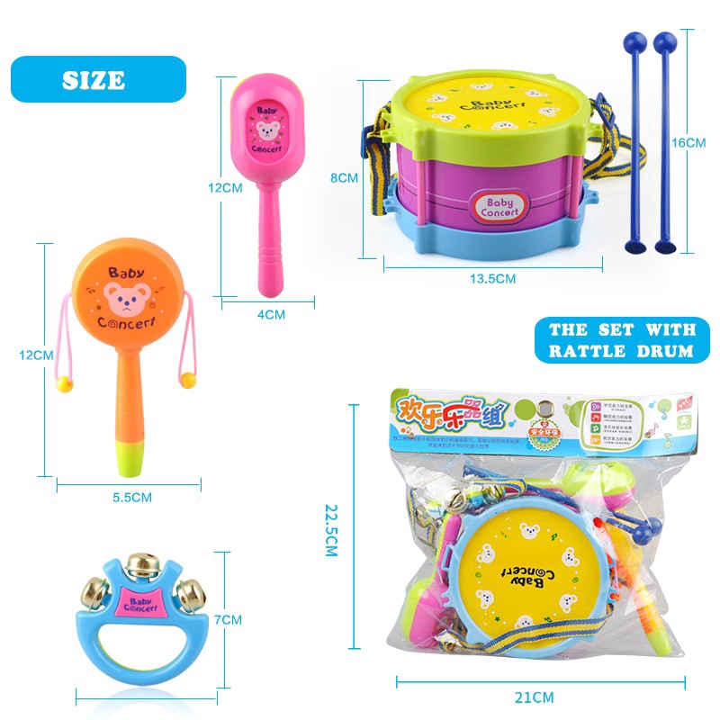 Baby Cartoon Rattle Drum Infant Kids Musical Toys Set Newborn Boys ...