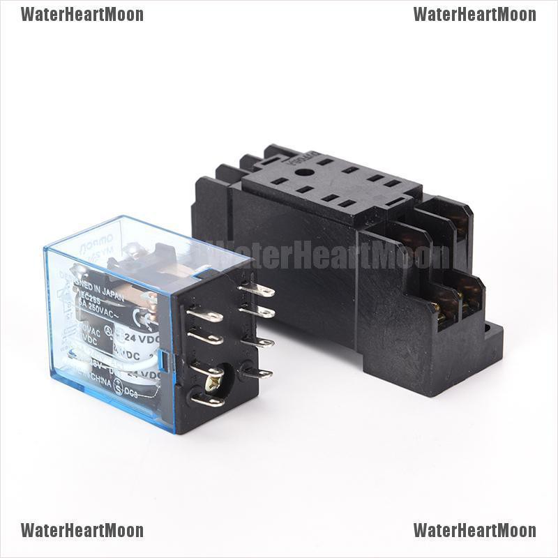 WaterHeartMoon 24VDC 5A Coil Power Relay MY2NJ HH52P-L 8 Pins 2P2T DPDT With Socket BaseHot ...