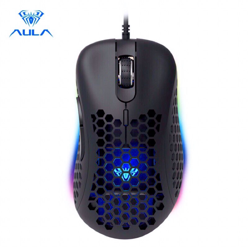 Mouse RGB 800-6400 Dpi Aula F810 เมาส์เล่นเกม Marco Programmable Hollow ...