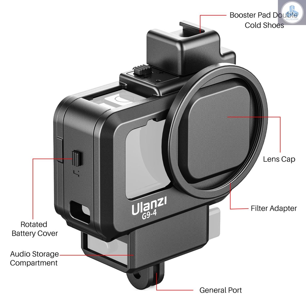 Ulanzi G9-4 Action Camera Video Cage Plastic Vlog Case Protective Housing with Dual Cold Shoe ...