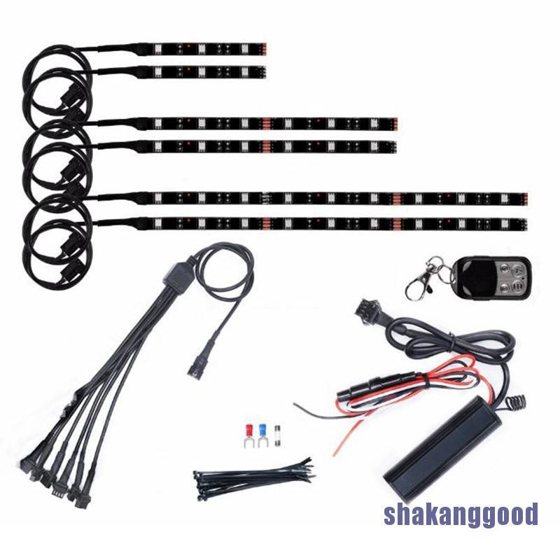 SKTH 6PCS Motorcycle 36LED Under Glow Light Kit RGB Neon Strip Remote ...