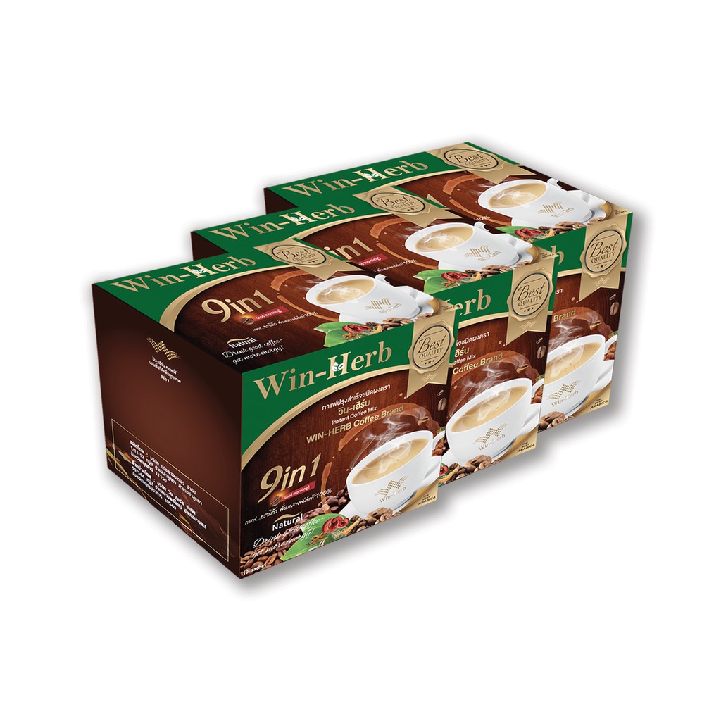 กาแฟถั่งเช่า วินเฮิร์บคอฟฟี่ 9 in 1 Win-Herb Coffee 3 กล่อง ...
