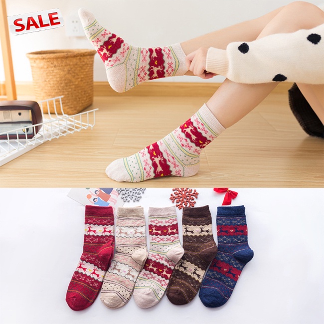 tdg 1 Pair Of Womens Rabbit Wool Socks Christmas Socks Thick Boot ...
