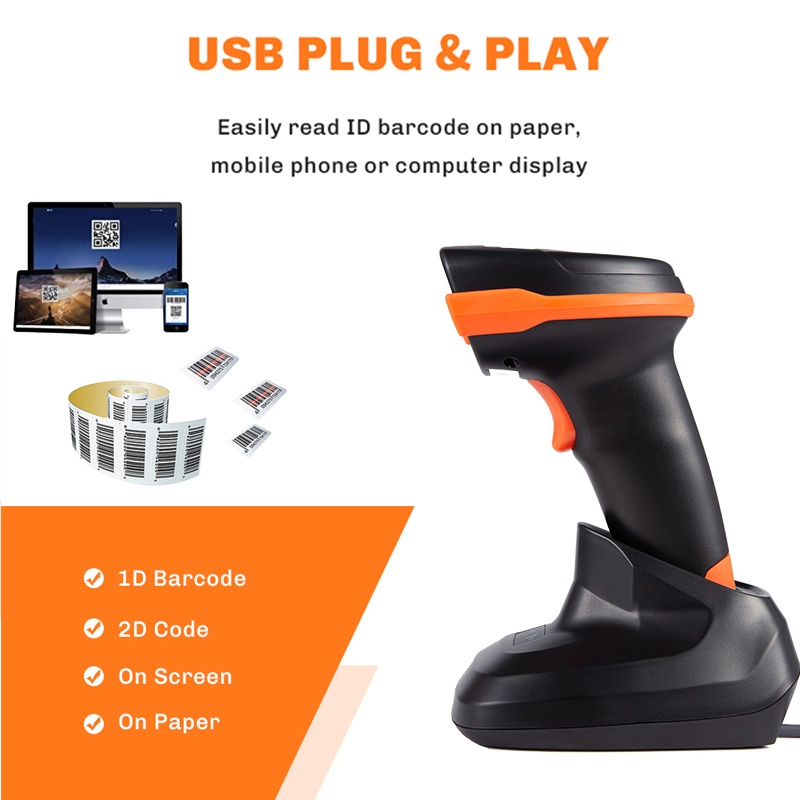 รหัสสองมิติสแกนเนอร์HSTEM 2D Wireless QR Barcode Scanner With USB ...