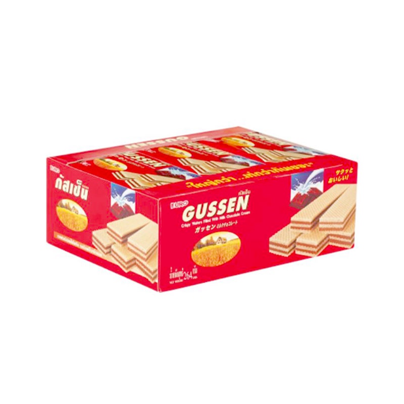Gussen Wafer Milk Chocolate 22 g x 12.กัสเซ็น เวเฟอร์สอดไส้ครีม รสมิลค์ ...