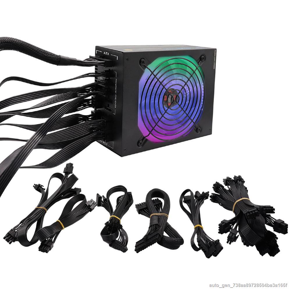 Full Modular 2000W Colorful PSU ATX Gold Mining Power Supply For BTC ...