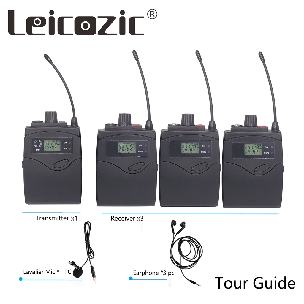 BLeicozic Tour Guide System Mono UHF ( 3 Receiver 1 Transmitter ) 3100 ...