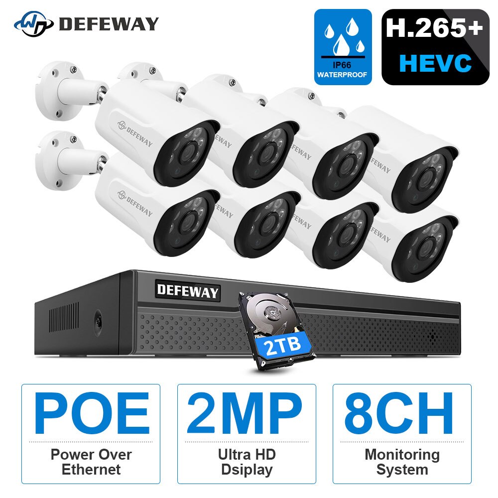 DEFEWAY HD 5MP POE NVRชุด4CH/8CH 2MP POEกล้องIPกล้องวงจรปิดCCTVระบบH ...