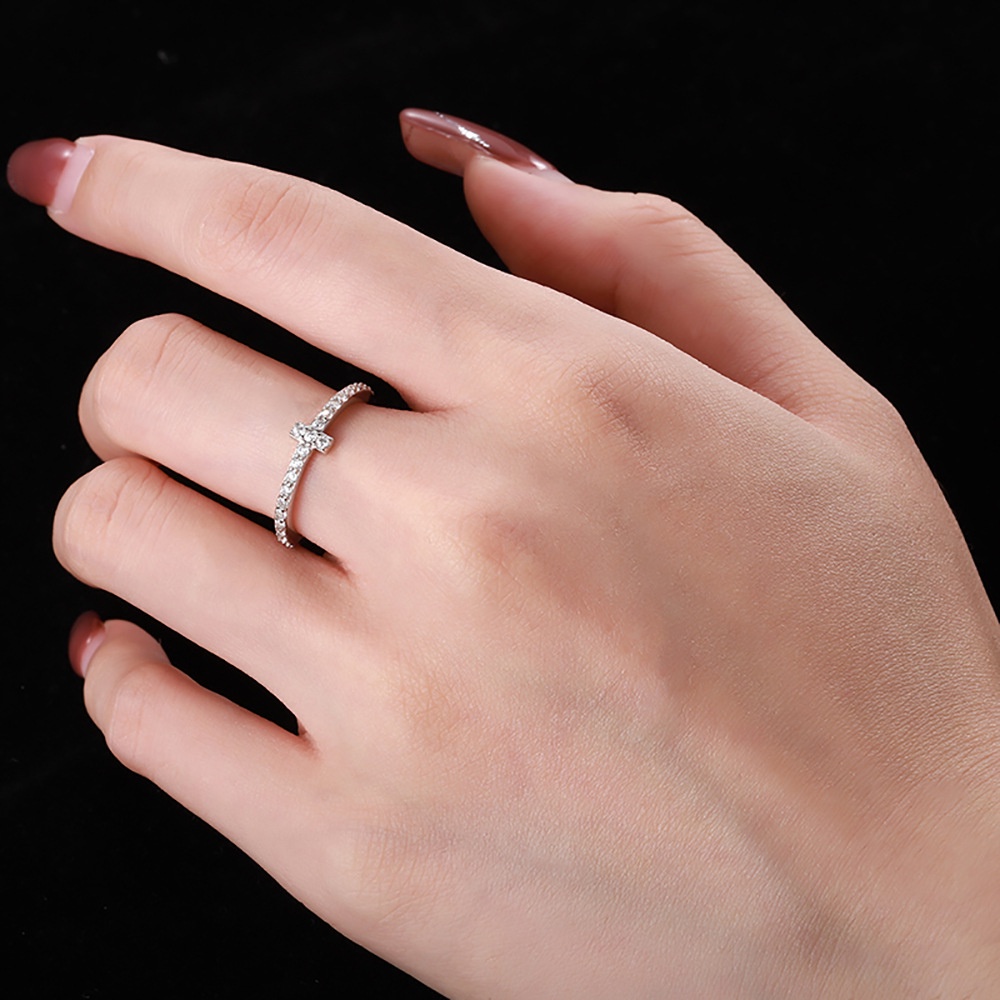 925 Sterling Silver Sparkling Sona Diamond Moon Stars Finger Rings for Women Couples Trendy ...