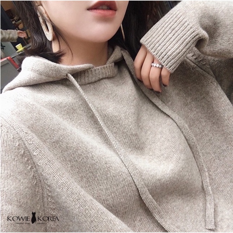 Kowie Korea Mee Too ( 262 ) เดรสยาวไหมพรมมีฮู้ด สีดำสีน้ำตาลสีเทา price ...