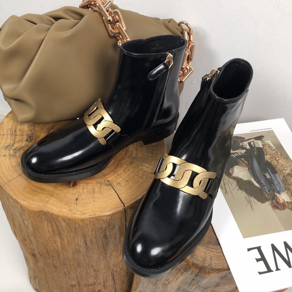ↂTODS 2020ss vintage metal chain loafer shoes fashion casual slip on ...