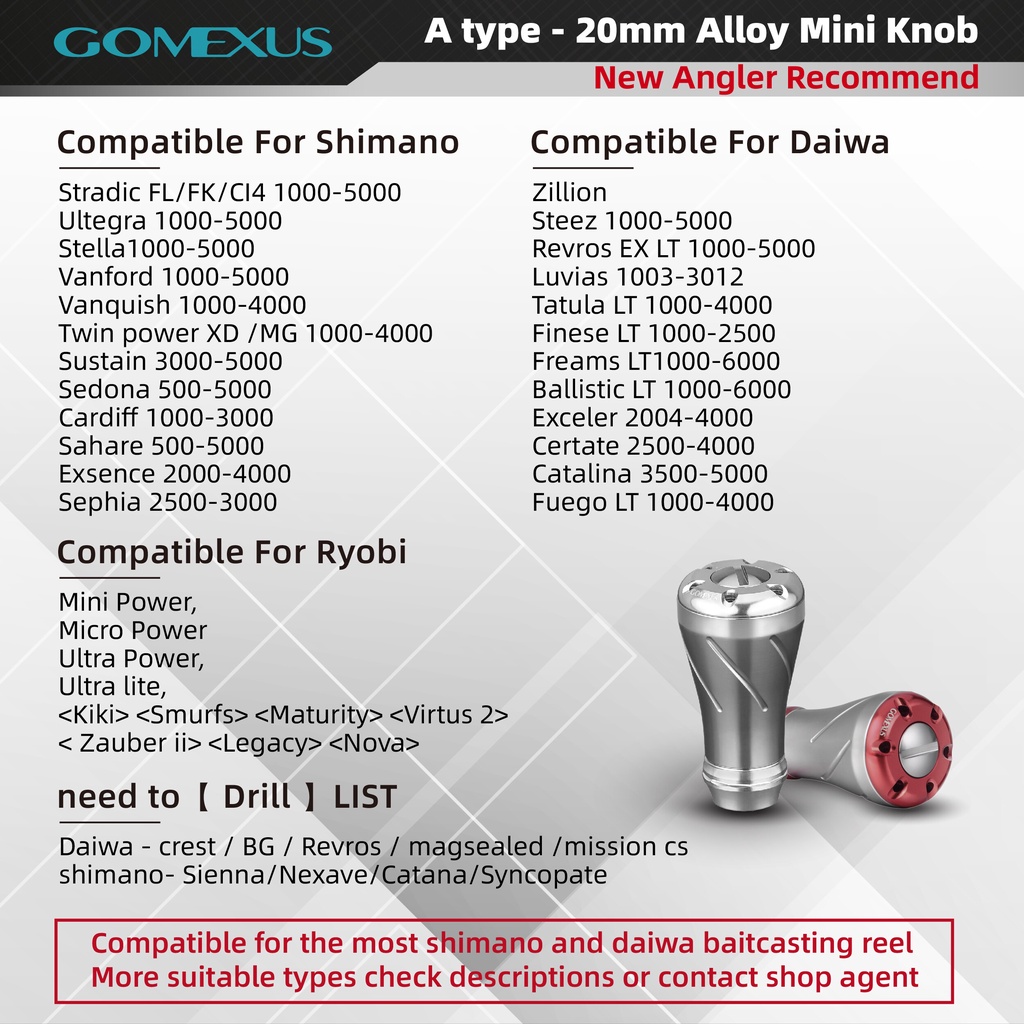 Gomexus Alloy Mini Handle Knob สำหรับ Shimano Daiwa Ryobi ปั่น ...
