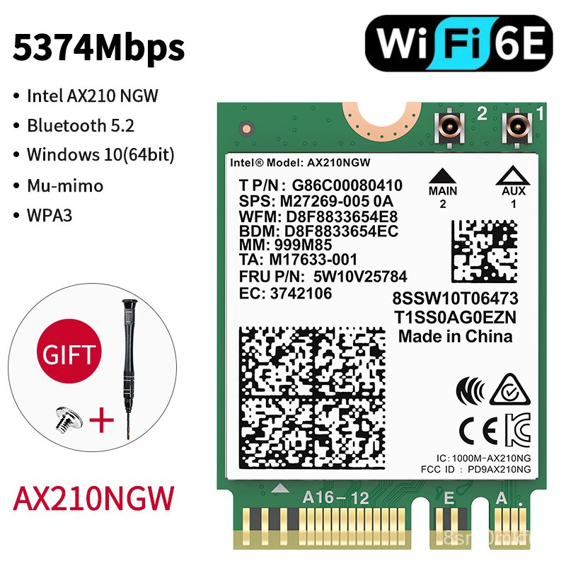 สำหรับIntel AX210 Dual Band Wi-Fi 6E 6G AX210NGW 5374Mbps 802.11AXไร้ ...