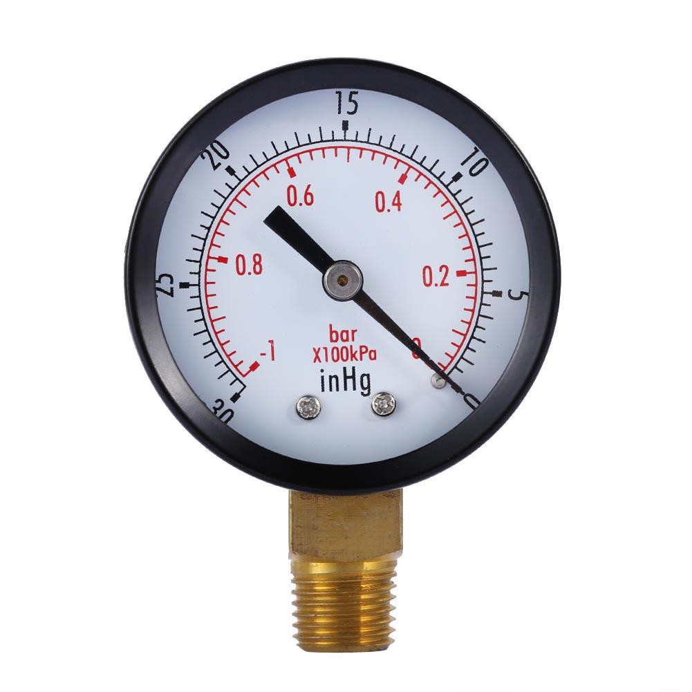 Dry Utility Vacuum Pressure Gauge Blk Steel 1 4 NPT Lower Mount 30HG