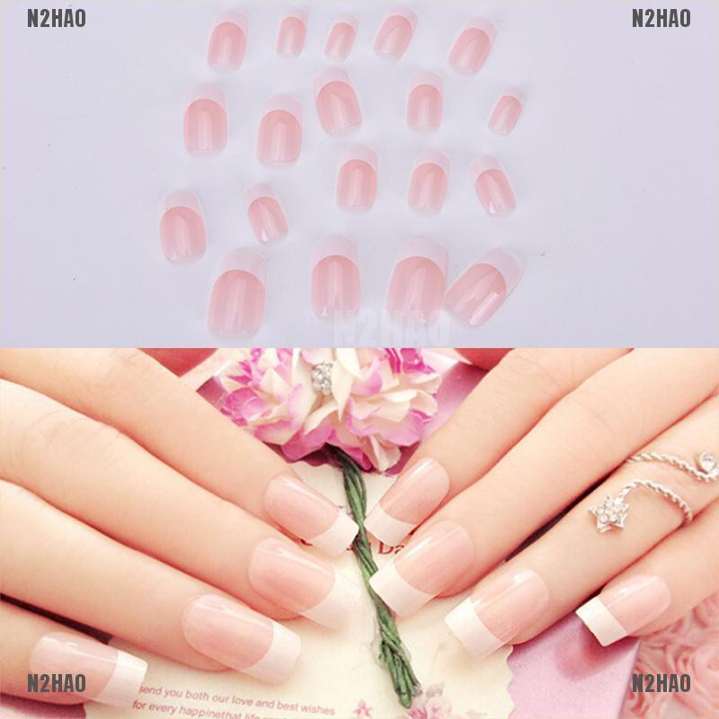 N2hao Natural False Acrylic Uv Gel Half French Nail Art Tips Tools Set