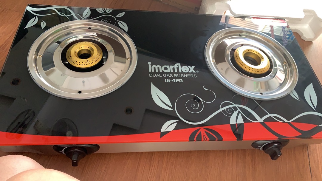 Imarflex เตาแก๊สกระจกหัวคู่ ทองเหลือง รุ่น IG-420 | Shopee Thailand