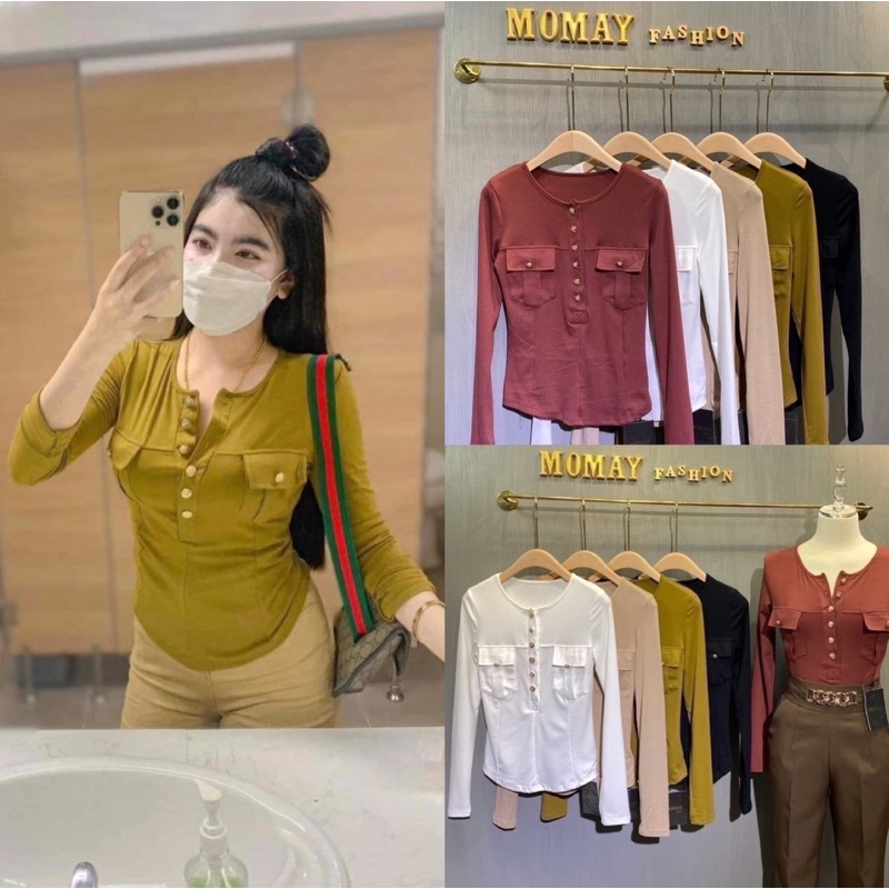 งานป้าย MOMAY (โมเม) เสื้อแขนยาวกระดุมหน้า - hunny_shopping - ThaiPick