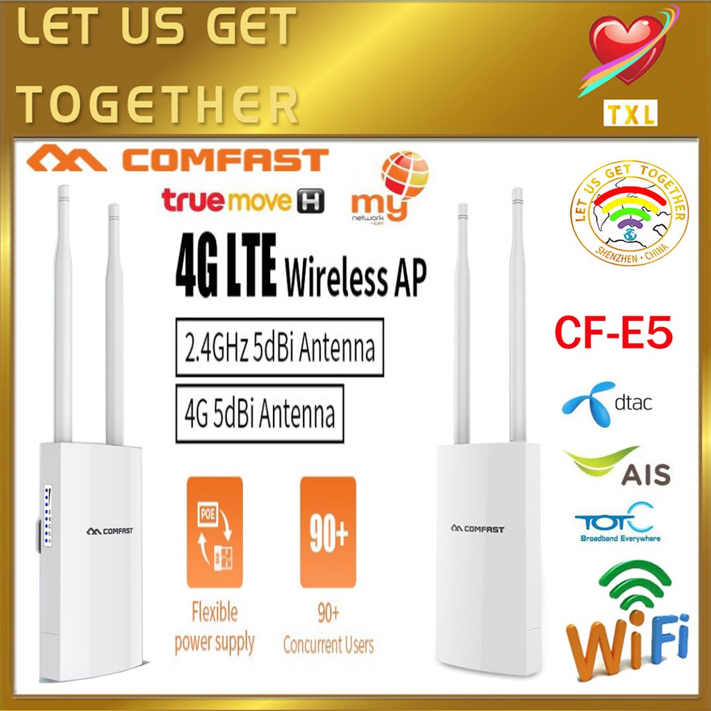 COMFAST CF-E5 High Power Outdoor 2.4G & 4G การ์ดเราเตอร์ไร้สายสัญญาณ WIFI รองรับ DC & POE แหล่ง ...