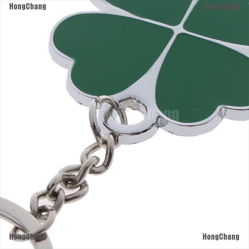 LHGC 1Pc Stainless Green Leaf Keychain Fashion Four Leaf Clover Steel ...