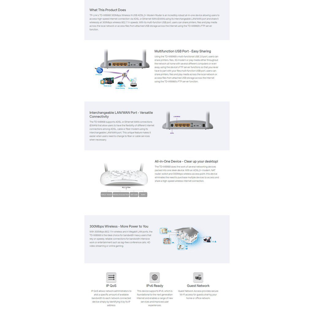 noR0 TD-W8961N 300Mbps Wireless N ADSL2 Modem Router. TP LINK 8968WB ...