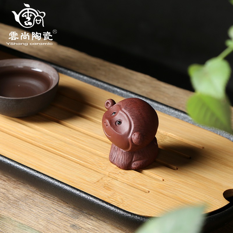 Yunshang Yixing Zisha Meng Monkey Tea Pets Handmade Purple Clay Cement ...