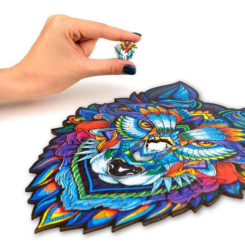 DIY Wooden Puzzle Unique Shape Pieces Animal Gift for Adults and Kids ...