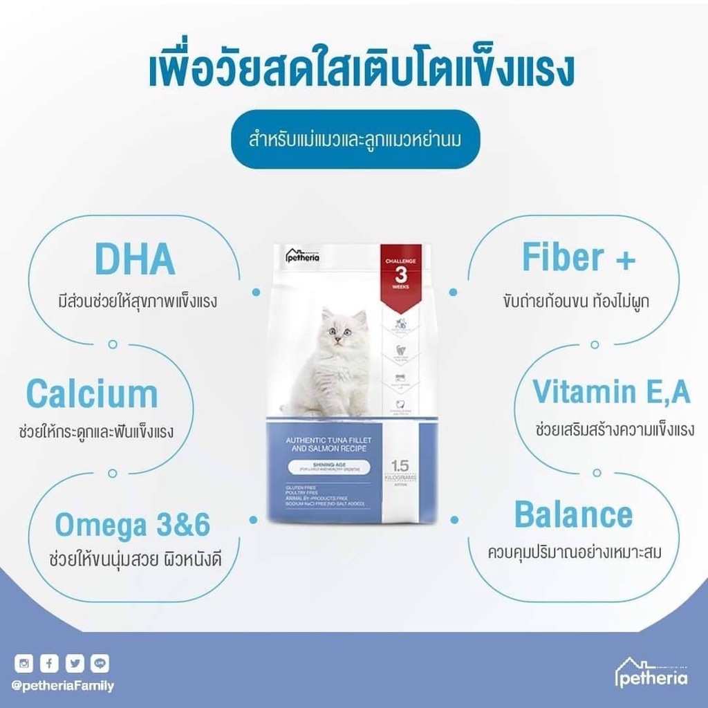 Petheria Innovation Cat Food กลูเตนฟรีไม่ผสมแป้งข้าวโพด ขนาด1.5kg ...
