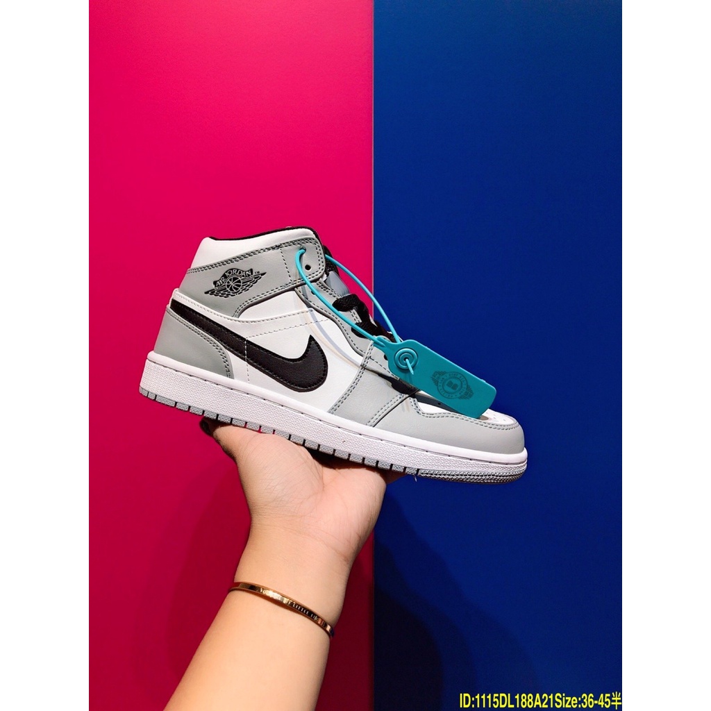 Nike 100 Original Air Jordan 1 Mid รองเท้าบาสเก็ตบอลสตรีและบุรุษพร้อม ...