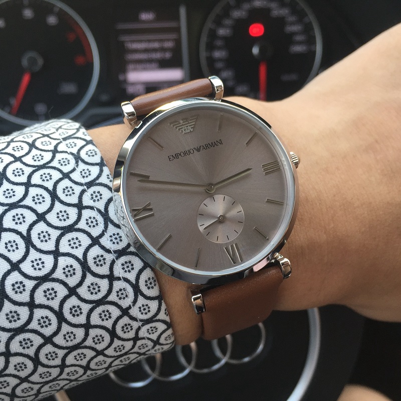 อาร์มานี่แท้ Armani นาฬิกาผู้ชายนาฬิกาสายเหล็กบางเฉียบสีดำหน้าปัดนาฬิกา ...