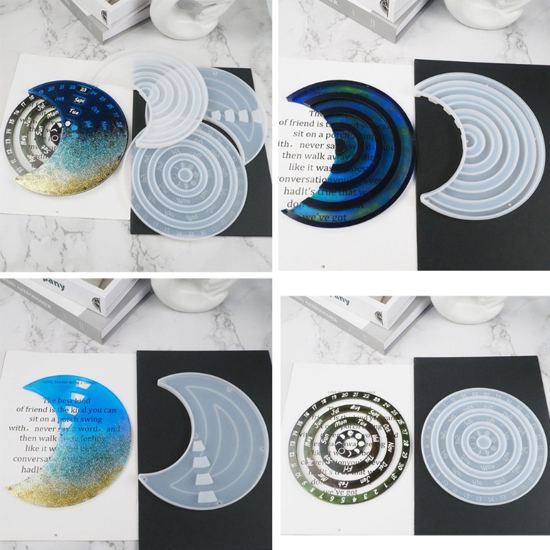 J 3Pcs DIY Perpetual Calendar Resin Mold Rotatable Circular Wall ...