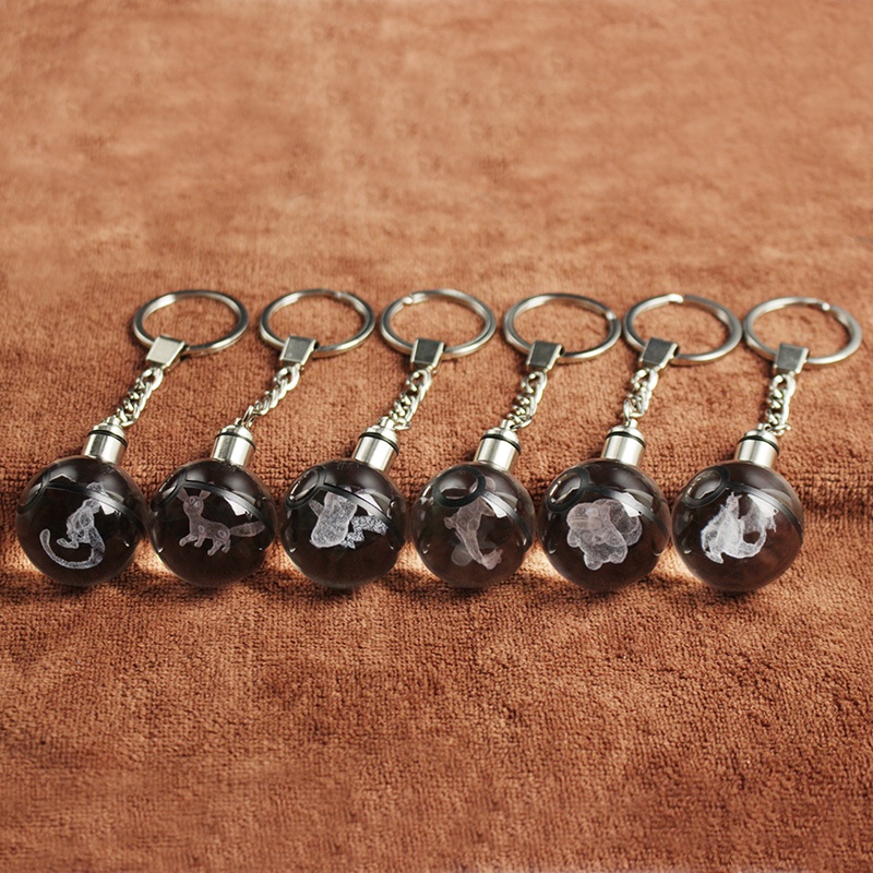 ลูกบอลคริสตัลCrystal Keychain 3D Laser Engraving Poke Ball Key Ring ...