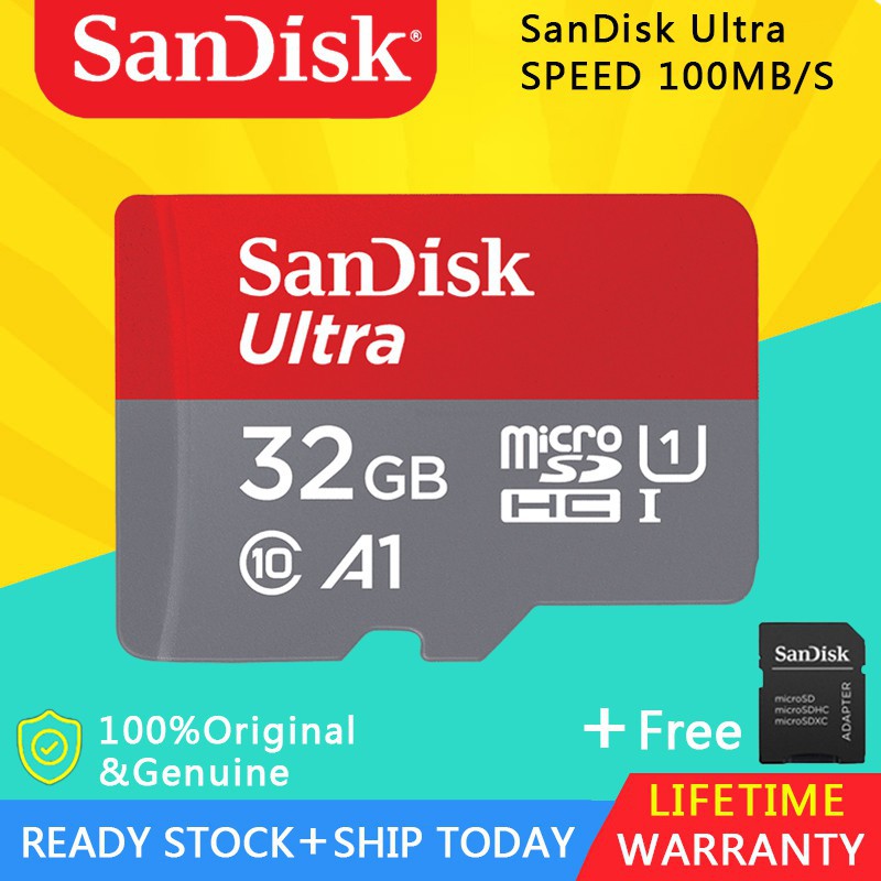 SanDisk Memory Card sd card Micro SD speed 100MBs Ultra A1 Class 10 Original 32GB free Adapter ...
