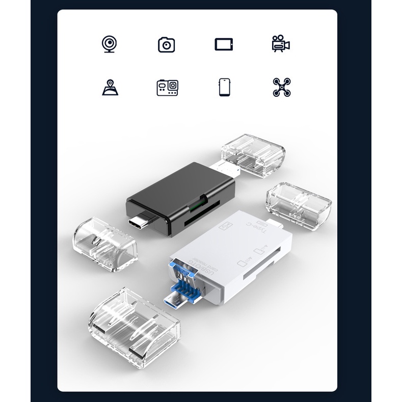 Caravan Crew 5 in 1 OTG Card Reader USB 2.0 Micro TF SD Type-C ...