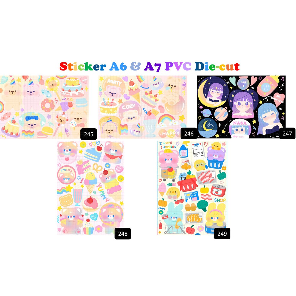 Sticker PVC A6 & A7 Die-Cut (ลอกแปะได้เลย) ลาย 245-249 - sticker.ontap ...