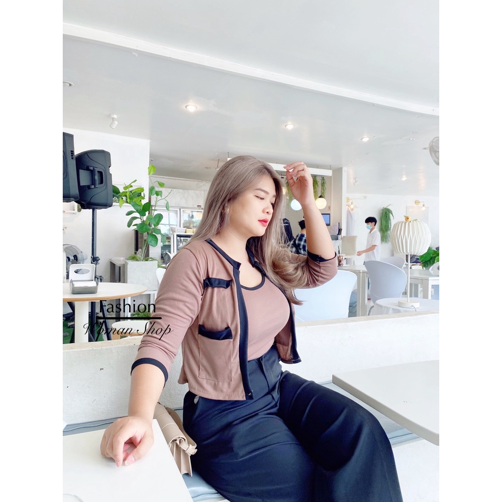 BB23 ชุดเซ็ต 2 ชิ้นเสื้อกล้ามเสื้อคลุมแขนยาว คาร์ดิแกนแขนยาว อกประมาณ 35-44 นิ้ว เสื้อยืดไซส์ ...