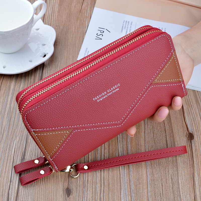 Double Zipper Wallet Ladies Clutch Long Mom Double Wallet Large ...