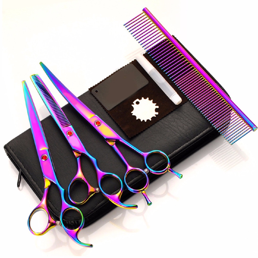 Pet Hair Cut Colorful Scissors Clippers Flat Tooth Cut Pets Beauty ...