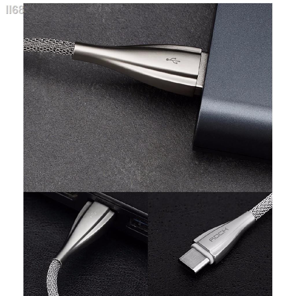 ขายดีเป็นเทน้ำเทท่าสายชาร์จส่งข้อมูล แบบสายสั้น ROCK Alloy Metal Type C ...