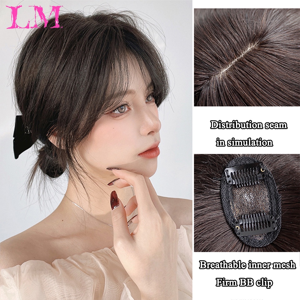 ชิ้นแผ่นLM False Synthetic Bangs Hair Extension Fake Fringe Natural ...