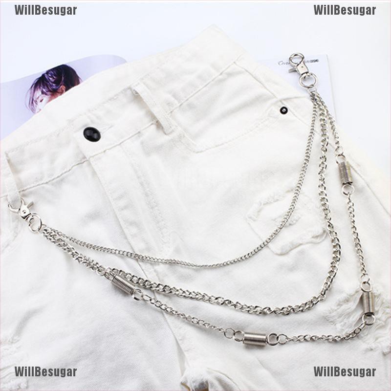 WillBesugar Extra Long Metal Keyring Keychain Silver Chain Hipster Key ...