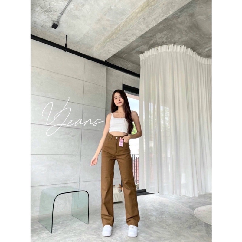 V-JEANS ป้าย CHU พร้อมส่งกางเกงยีนส์ขายาวกางเกงยีนส์เอวสูง ใส่เเล้วดูสูง เก็บพุง - vjeans - ThaiPick