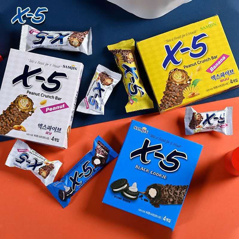 Samjin X5 Chocolate Bar X-5 Peanut Sandwich Hazelnut Brownie 36g ...